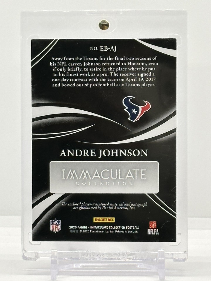 2020 Panini Immaculate Eye Black Jersey Auto #EB-AJ Andre Johnson 1/1 ...