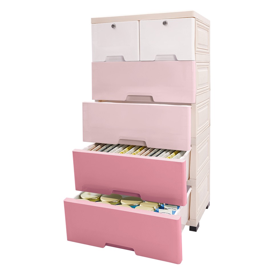 Bedroom Floor Cabinet Plastic Free Standing Storage Organizer w/ 6 ...