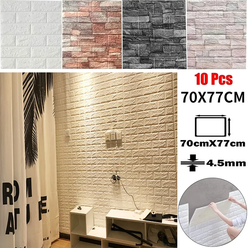 40Pcs Self Adhesive 3D Tile Foam Stick Wall Sticker Brick Wall Sticky ...