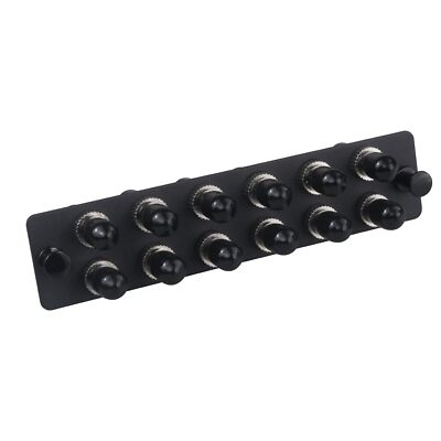 ST Fiber Patch Panel with Simplex Singlemode Black Adapters 12 Fiber ...