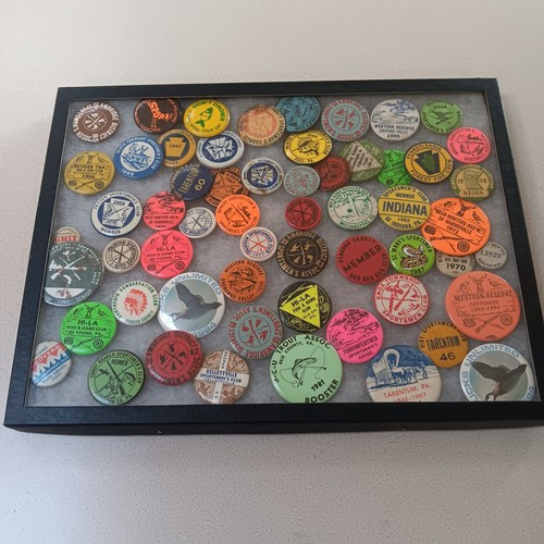 Vintage Lot Of Pennsylvania Hunting & Fishing Pins W/ Display Case Over ...