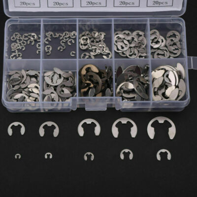 200Pcs Stainless Steel E-Clip Assortment Kit 1.5 2 3 4 5 6 7 8 9 10 mm ...