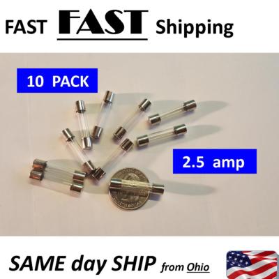 Round Glass Fuse 6x30 glass fuse 2.5A -- 2.5 AMP -- 250V max - small ...