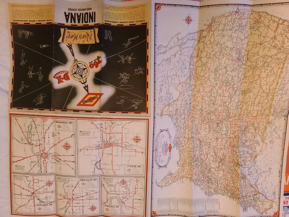 LOT 22 VINTAGE ROAD MAPS 1940's-70’s Mobilgas Standard Oil, Diamond ...
