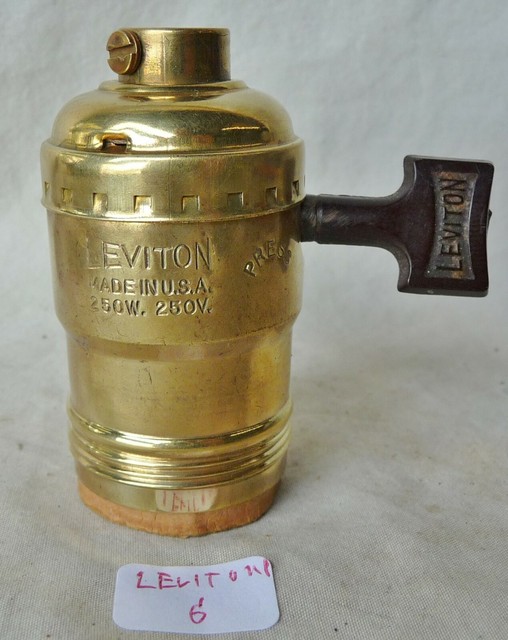 Lamp Socket "Leviton" flat paddle medium VINTAGE HAND POLISHED BRASS ...