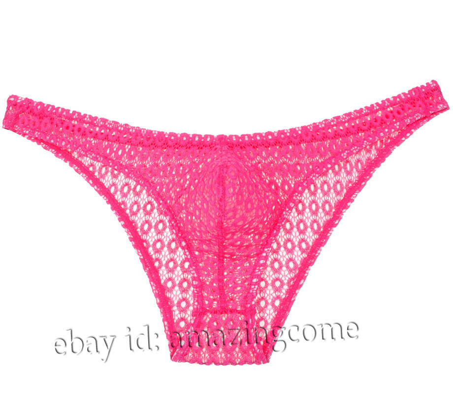 Sexy Men's Bikini Briefs Underwear Stretchy Lace Cheeky Briefs Gay ...