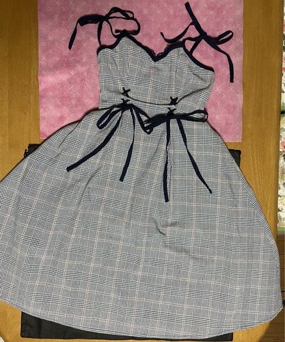 Liz Lisa Front Ribbon Dress J Skirt Navy Check Autumn Spring | eBay