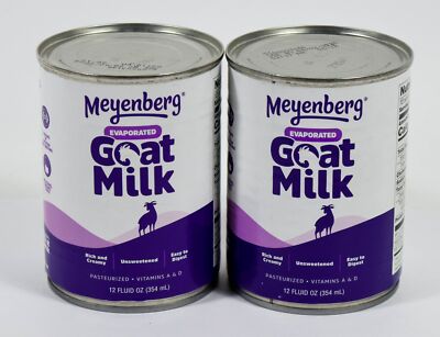 2 cans Meyenberg EVAPORATED GOAT MILK 12 oz liquid Unsweetened 08/2026 ...