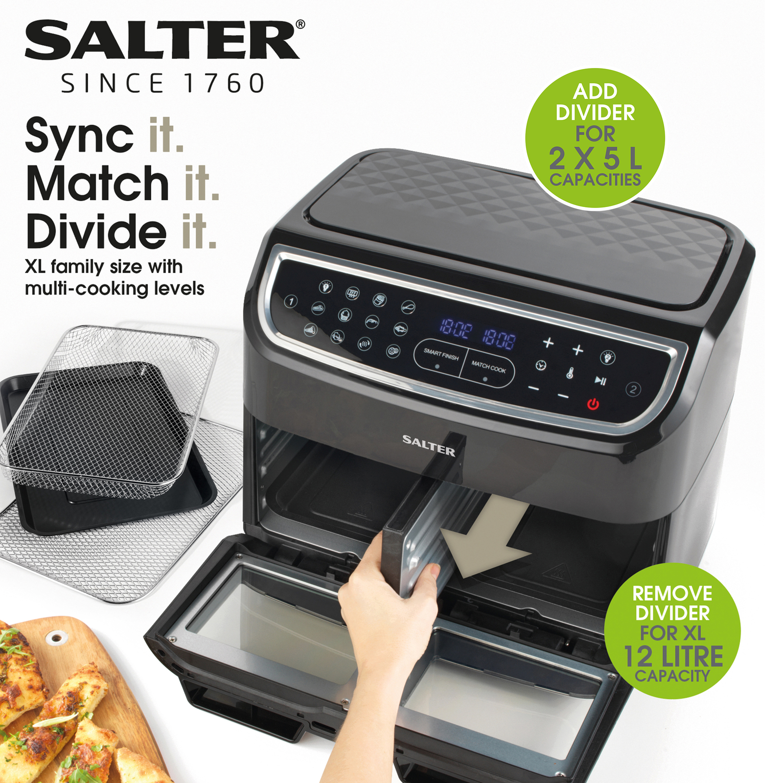 Salter Air Fryer Dual View Oven XL Multi-Cooker 12 L Capacity Easy ...