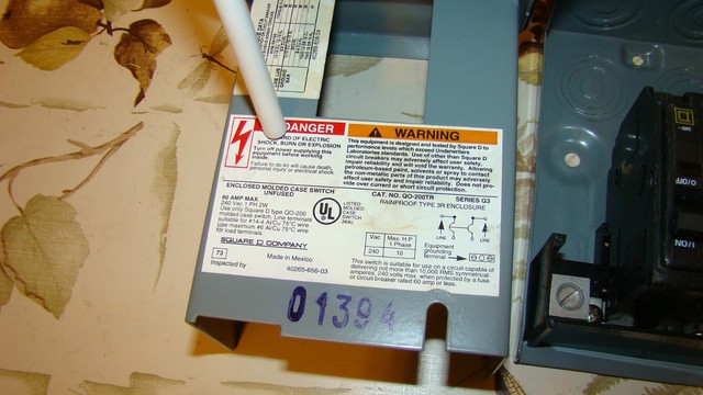 Square D Q0200TR 60 Amp 240 VAC 1 Phase 2 Wire 10 HP Enclosed Molded ...