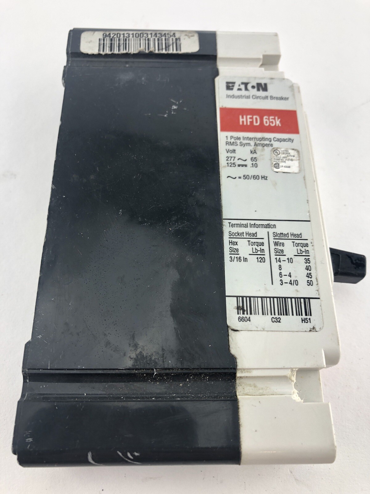 Eaton HFD1020 20 Amp 1 Pole Circuit Breaker 277V Type HFD 65K | eBay
