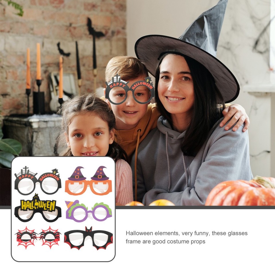 6 pcs Halloween Glasses Prop Halloween Party Eyeglass Frame Cosplay ...