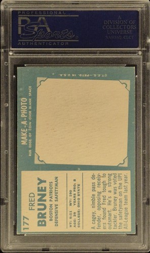 PSA NM 7 1961 TOPPS FRED BRUNEY 177 15393807 BOSTON PATRIOTS | eBay