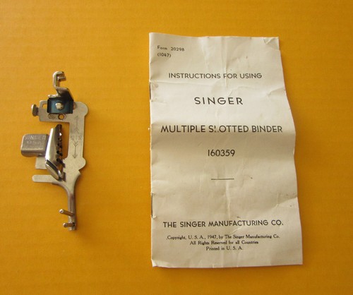 SINGER MULTIPLE SLOTTED BINDER 160359 W/INSTRUCTIONS | eBay