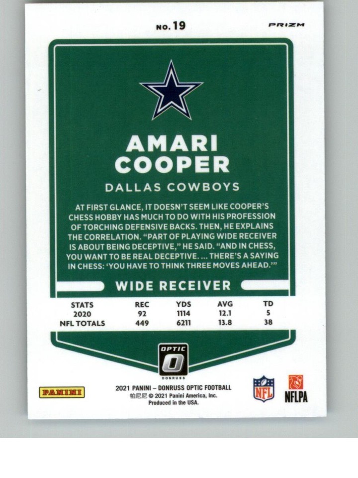 2021 Donruss Optic Amari Cooper 19 Dallas Cowboys Holo | eBay