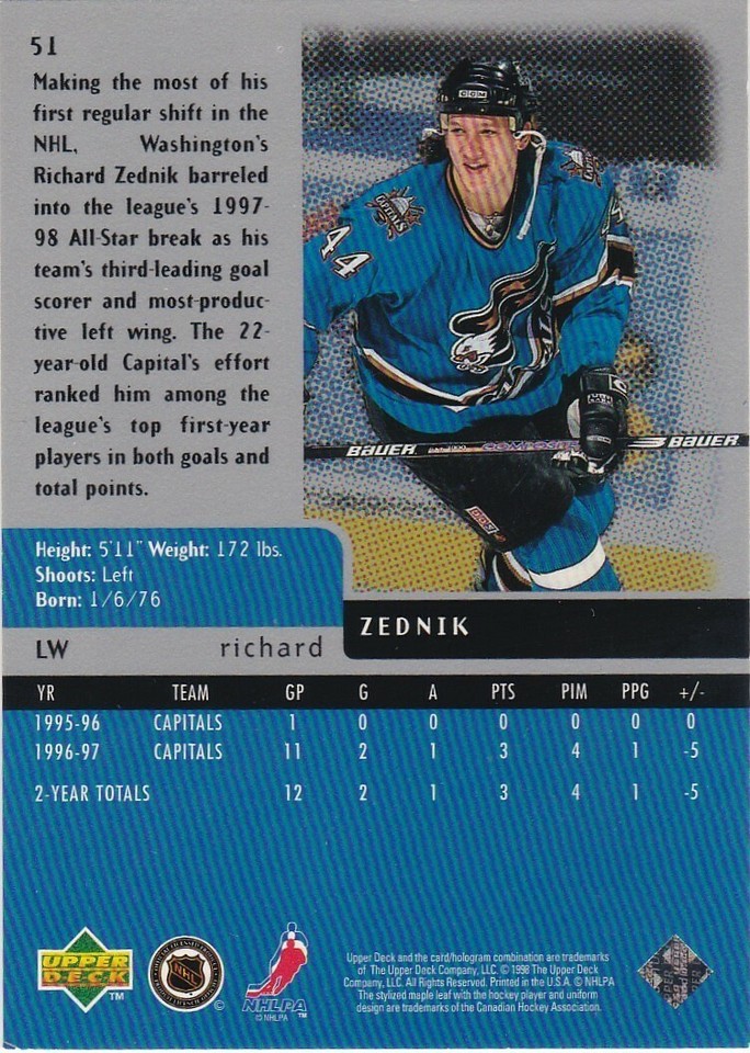1997-98 Upper Deck Black Diamond Richard Zednik #51 Triple Diamond | eBay