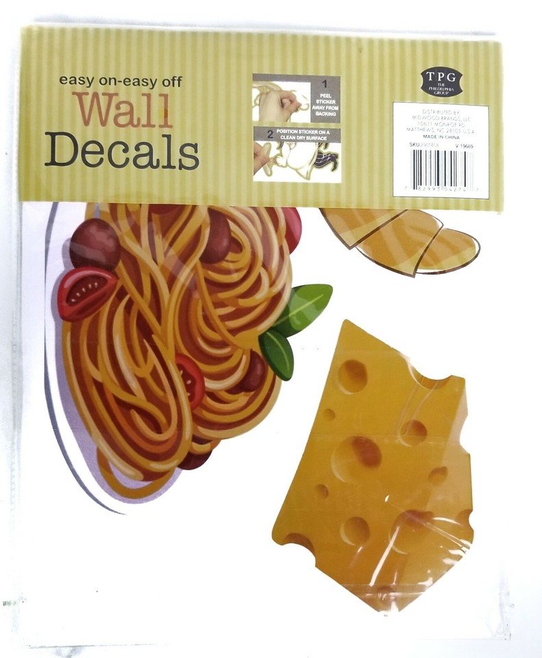 NEW 3 Sheets Italian Food Wall Decals Vinyl Art Reposition Wine Chef ...