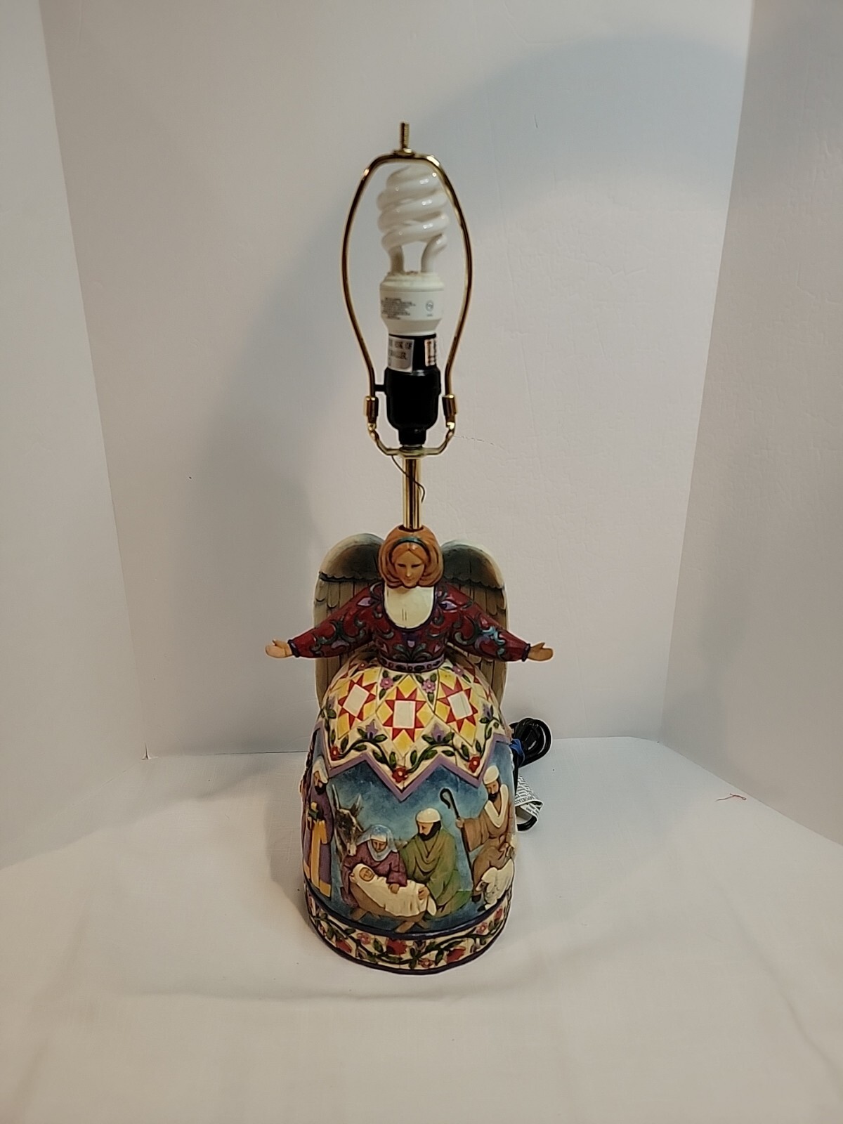 Jim Shore Nativity Scene on Angel Table Lamp Heartwood Creek Enesco 24 ...