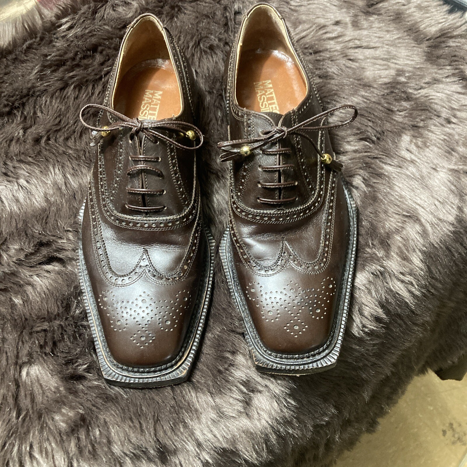 Rare Massimo Matteo Mens Brown Oxford Wingtip Shoes 11 Made in Italy ...