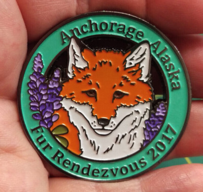 2017 Anchorage Alaska Fur Rondy Rendezvous Collector Pinback with Fox ...