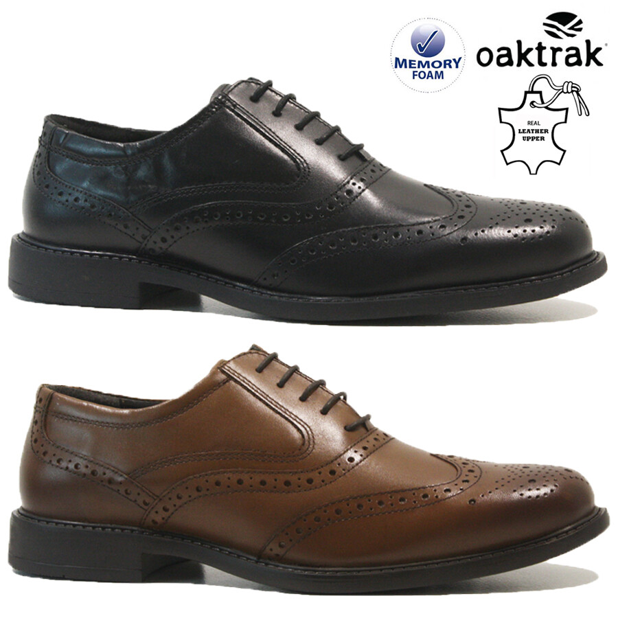 MENS LEATHER BROGUES SMART CASUAL LACE UP OXFORD FORMAL OFFICE WORK ...