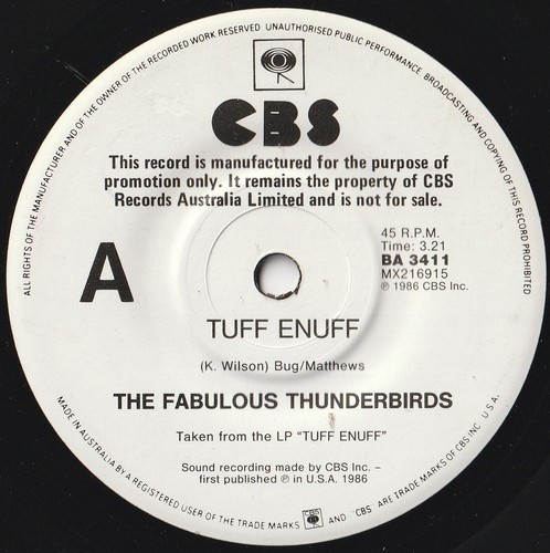 FABULOUS THUNDERBIRDS 45: TUFF ENUFF/LOOK AT THAT. AUSSIE CBS 3411 NM ...