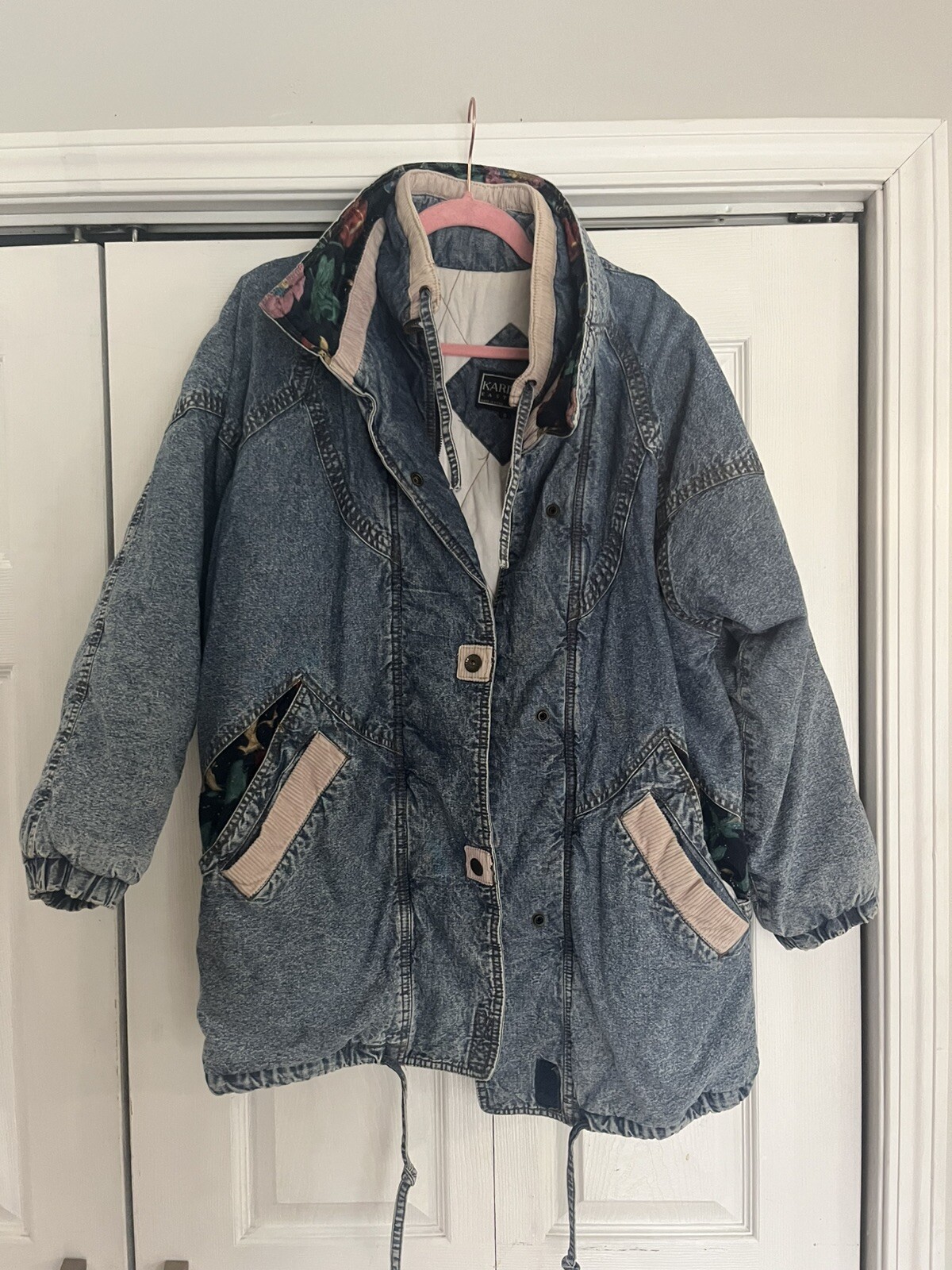 Vintage 80s Karizma Denim Quilted Puffer Jacket - Gem