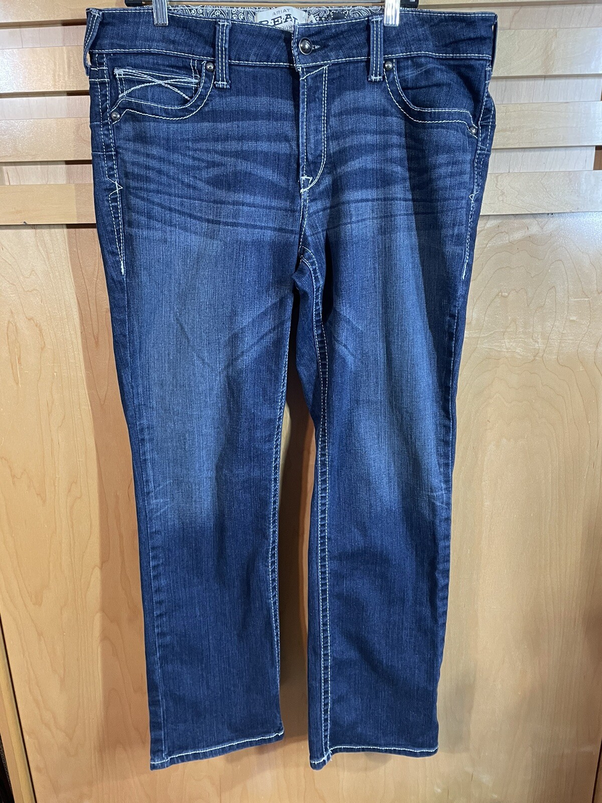 Ariat Real Denim Jeans Mid Rise Straight Size 34X32 Blue Medium Wash ...