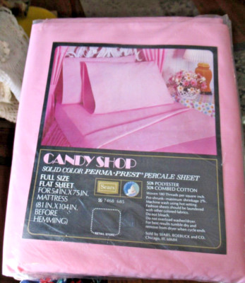 Vintage New SEARS CANDY SHOP FULL SIZE PERCALE FLAT SHEET - Cotton ...