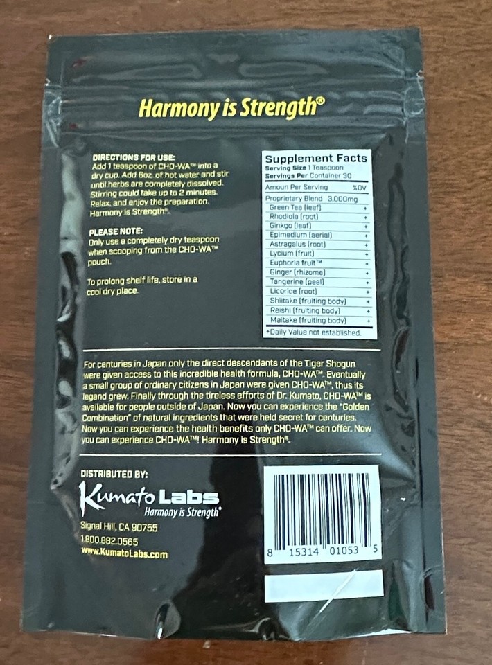 CHO-WA Herbal Tea Original Tiger Shogun Formula Dietary Supplement Cho ...