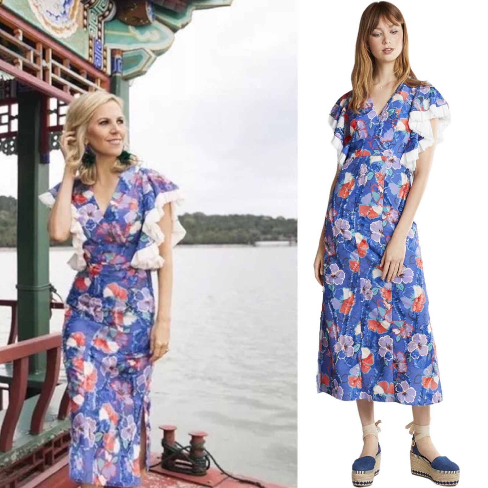 Tory Burch Natalie Resort Dress Ruffle Floral Print F… - Gem