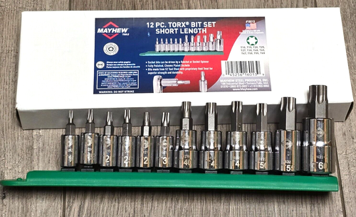 Mayhew 12pc Torx / Star Bit Driver Socket Set w/ Rail sizes: T10 to T60 ...