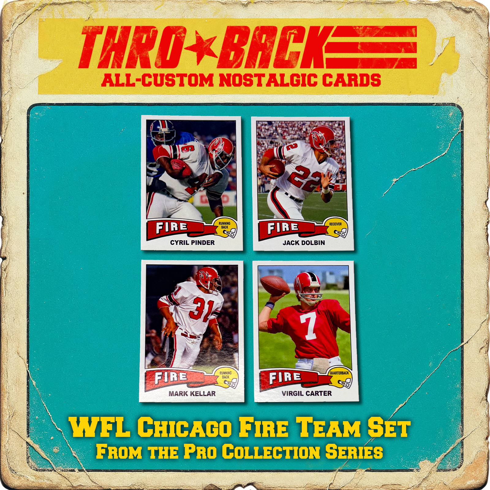 THROBACK custom Football Card WFL Chicago Fire 1974 Set Dolbin Kellar ...