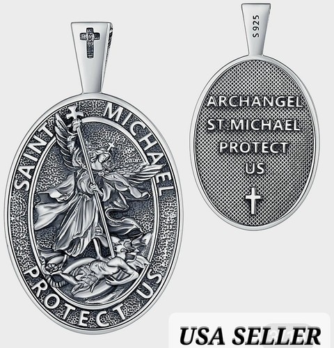 San Miguel Arcangel - St. Michael - S925 Sterling Silver Medal. GRAN ...