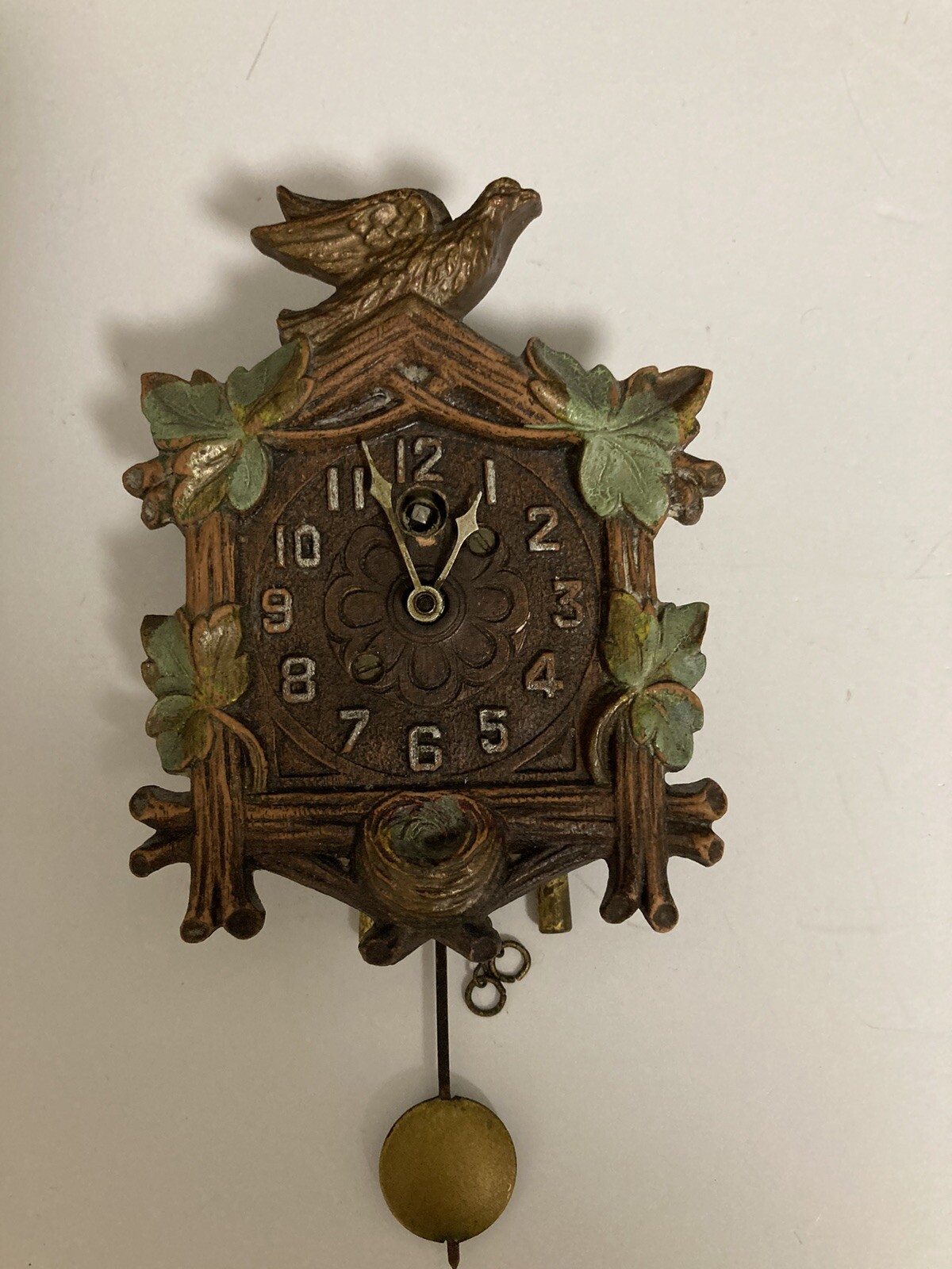 VTG MINIATURE August C Keebler Co. CUCKOO CLOCK - NO KEY UNTESTED- 4 1/ ...