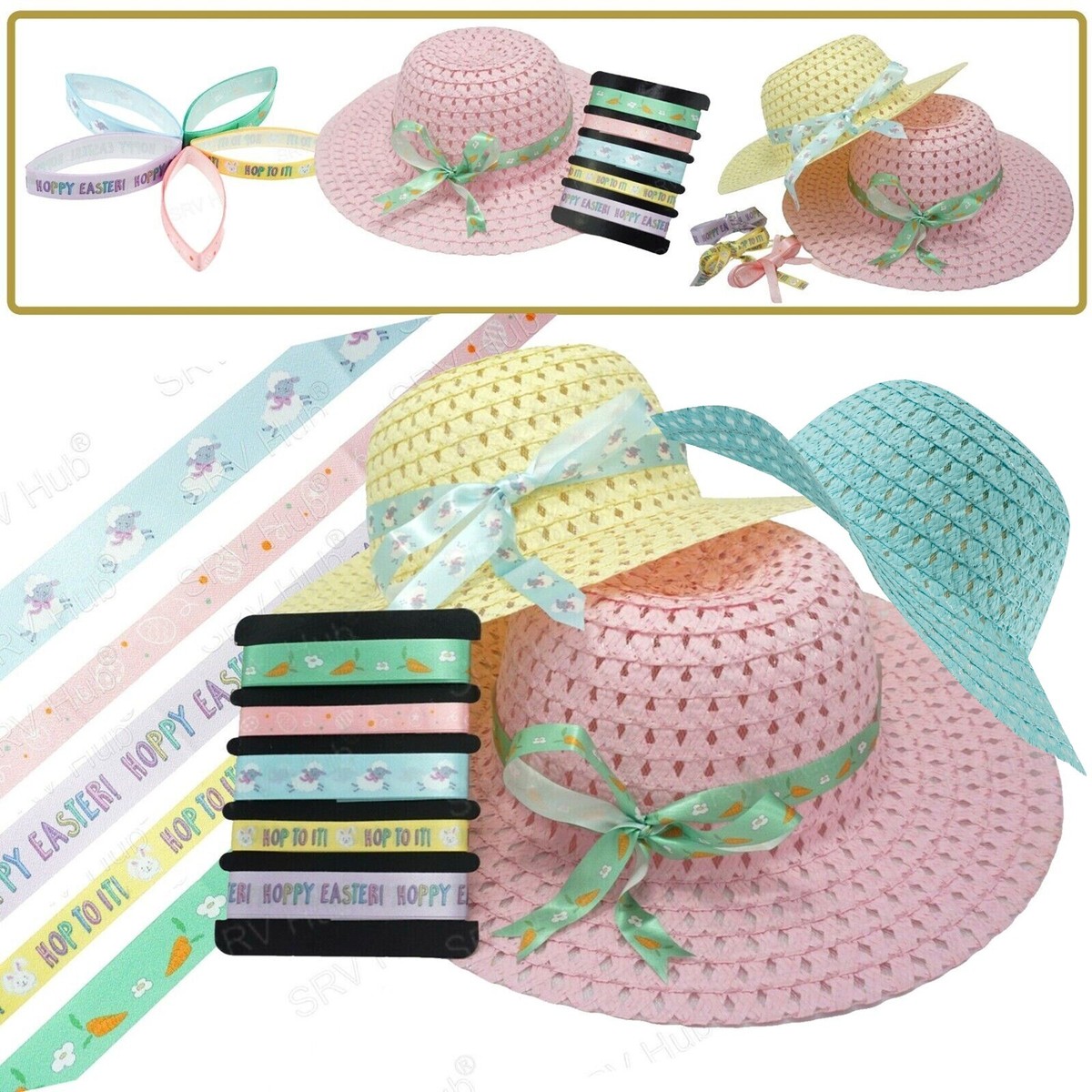 Easter Decorate Straw Hats Funny Easter Chick Wearing Straw