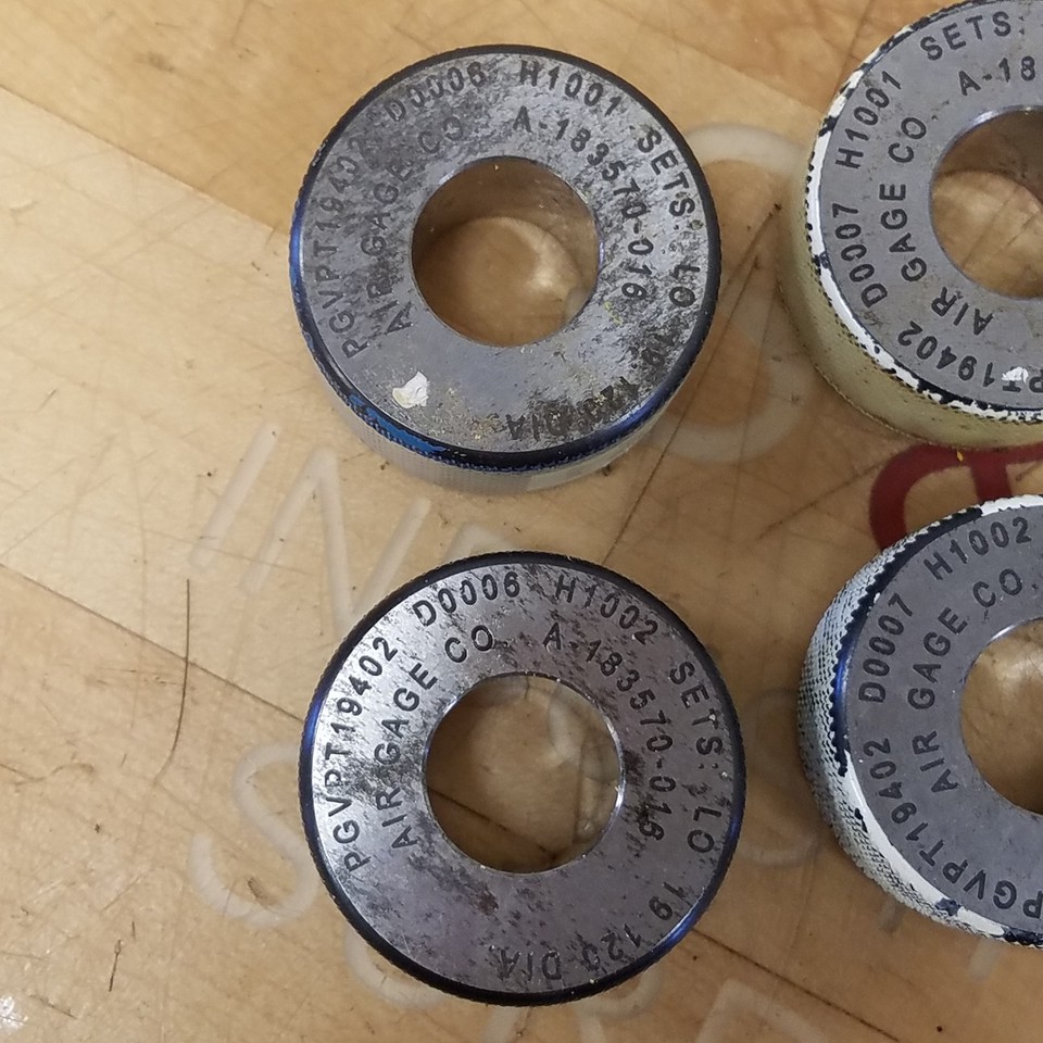 Air Gage Co. A-183570-016 Master Gages PGVPT19402; Set: Lo, Mean, High ...
