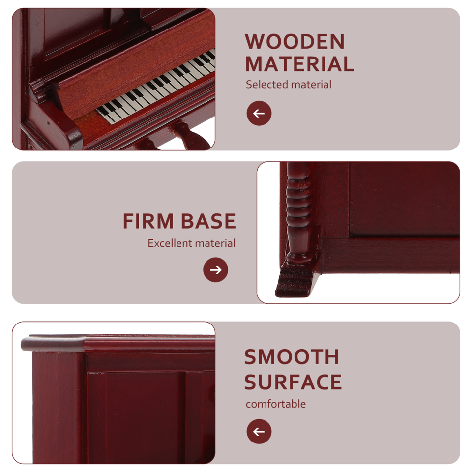 Wooden Piano Model Mini House Decor Simulated Piano Doll House Layout ...