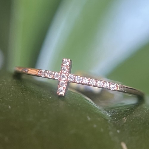 Real Diamonds Crucifix Cross Ring 14k Rose Gold Knuckle Stackable ...