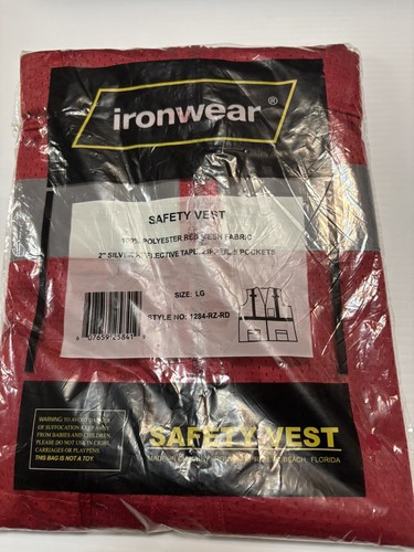 Ironwear 1284-RZ-RD Red Mesh Multi-pocket Reflective Vest. choose sz ...