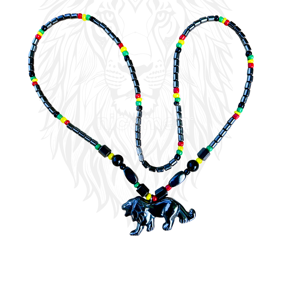 Hematite Necklace Pendent Rastafari Jah Love Rasta Jamaica Reggae Bob ...