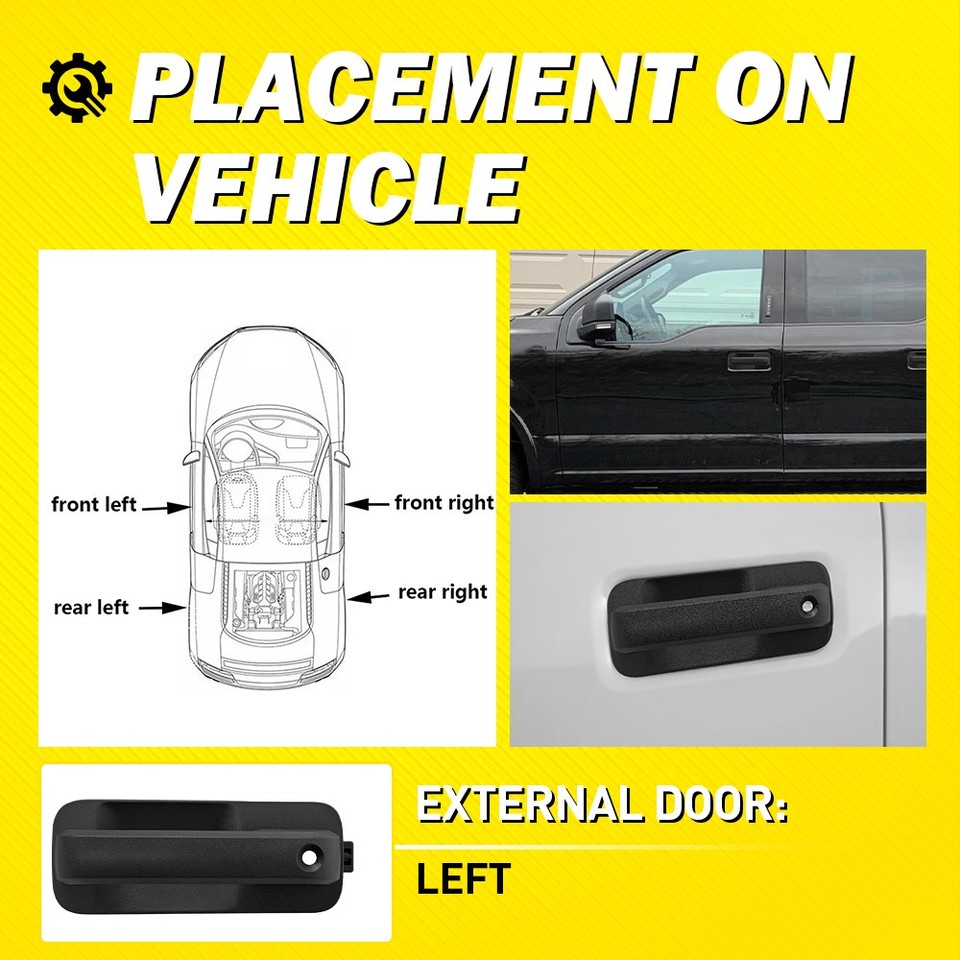 Exterior Door Handle Black Front / Rear Driver Left For 2015-2020 Ford ...