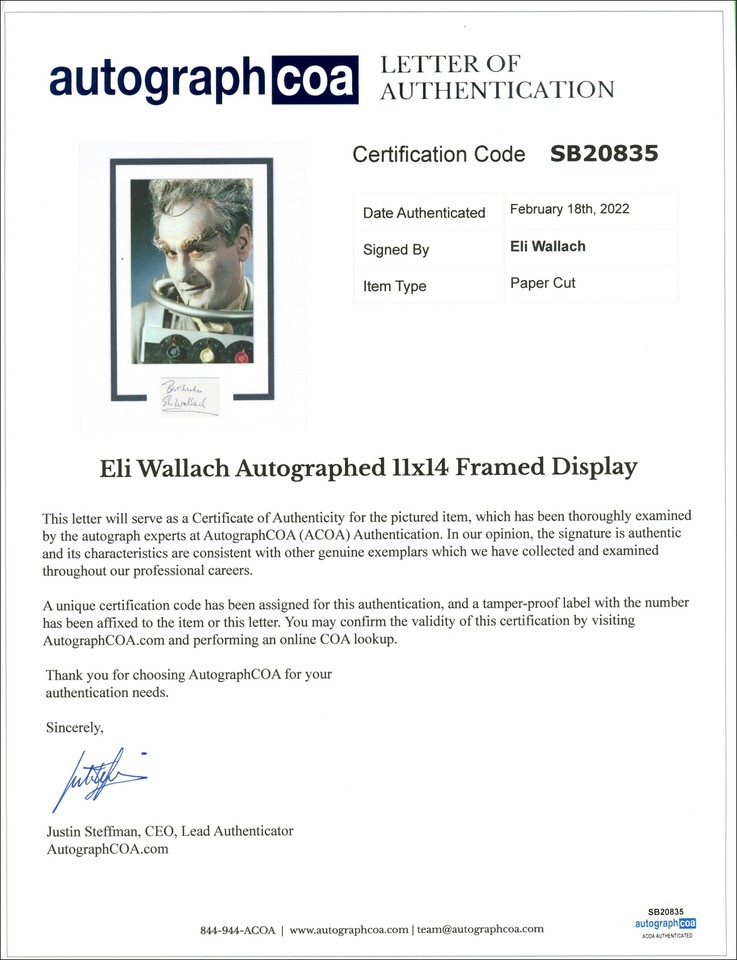 Eli Wallach "Batman" AUTOGRAPH Signed 'Mr. Freeze' Custom Framed 11x14 ...