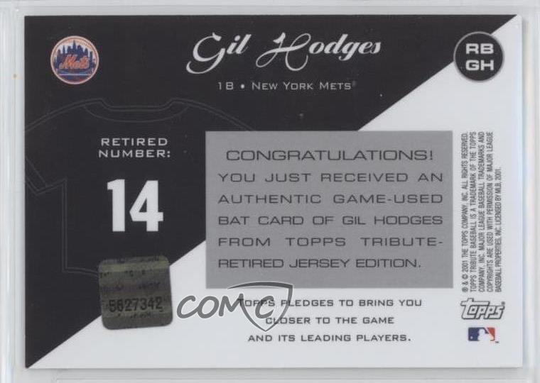 2001 Topps Tribute Bat Relics Stencil Gil Hodges #RBGH HOF | eBay