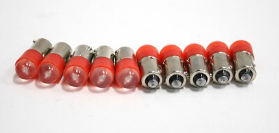 LED Bulb, BA9S Single Contact Bayonet Base, 120V ACDC, Red; Lot of 10 ...