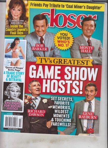 TV'S GREATEST GAME SHOW HOSTS OCT 24 2022 CLOSER MAGAZINE BOB BARKER ...