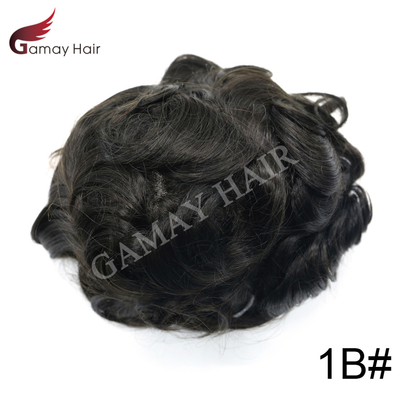 0.06-0.08mm Thin Skin Mens Toupee Hairpiece Invisible Poly PU Hair ...