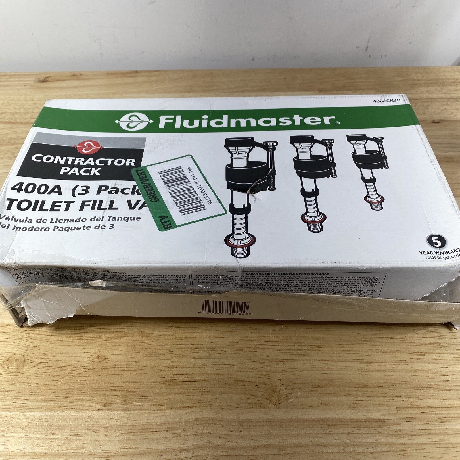 3-Pack Universal Toilet Fill Valve 400A Tank Kit Anti-Siphon Adjustable ...