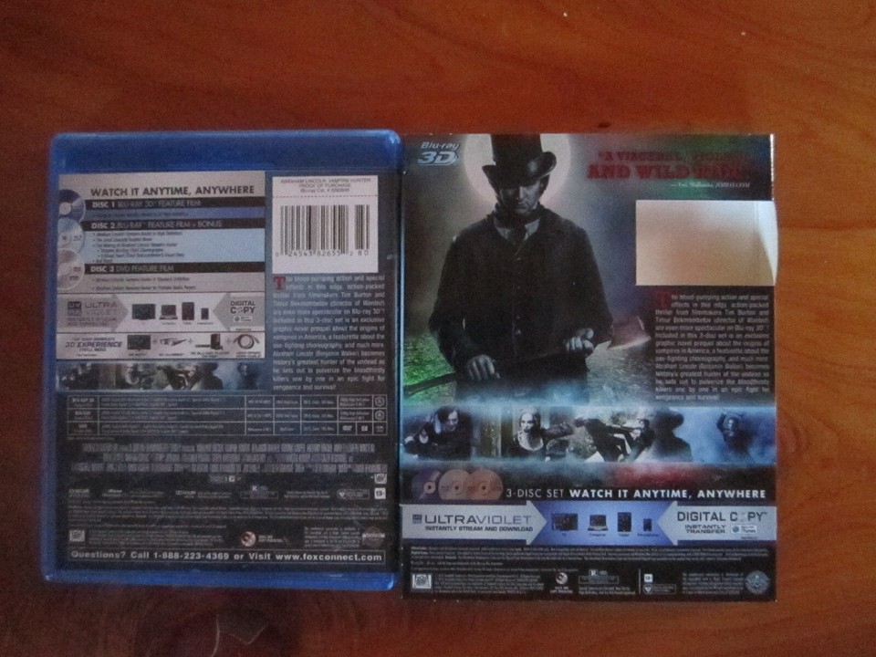 DVD BLU-RAY 3D ABRAHAM LINCOLN VAMPIRE HUNTER CARDBOARD SLEEVE **GREAT ...