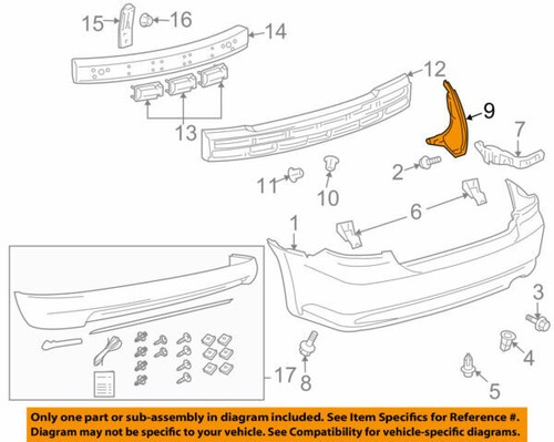 52591-21040 Toyota Seal, rear bumper side, rh 5259121040, New Genuine ...